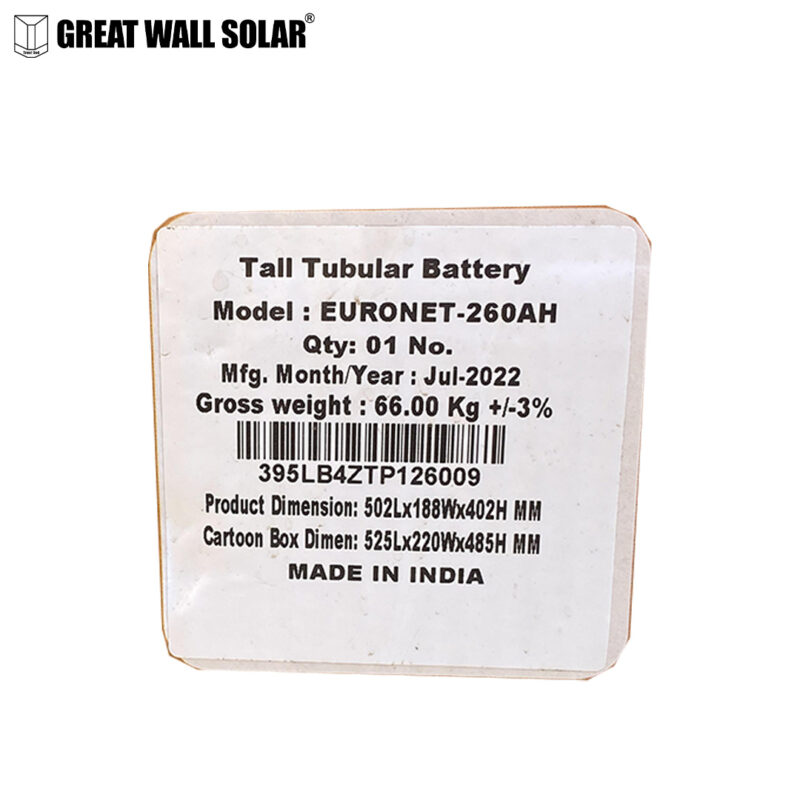 Euronet Tubular Battery Gold Series Fast charging 12v 260AH ( made in ...